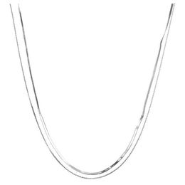 LENBEST Edelstahlkette Silberne flache Schlange Knochenmesser Doppellagige Halskette (1-tlg)