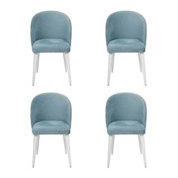 JVmoebel Stuhl Modern Esszimmer Holz 4x Stühle Blau Ohne Armlehne Neu Design Polster