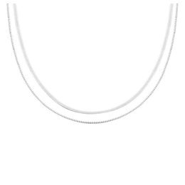 LENBEST Edelstahlkette Silberne flache Schlange Knochenmesser Doppellagige Halskette (1-tlg)