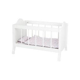 Small Foot - Wooden Doll Bed White with Bedding Stripes 4dlg.