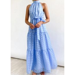 RUZU UG Dirndl Röcke Strandkleid Neckholderkleid ärmellose Damen langeskleid mode