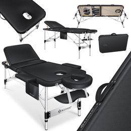 Kesser&reg; Mobile Massageliege klappbar & h&ouml;henverstellbar 3 Zonen Massagebett Massagetisch Kosmetikliege Breit Therapieliege Aluminium + 10x Gesichtsauflage mit Kopfst&uuml;tze Armlehnen & Tasche