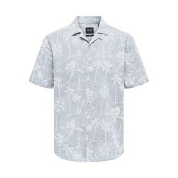 Only & Sons ONLY & SONS Kurzarmhemd Tropisches Hemd mit Sommer Design Bequemes Casual Shirt 7402 in Blau-3