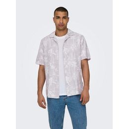 Only & Sons ONLY & SONS Kurzarmhemd Tropisches Hemd mit Sommer Design Bequemes Casual Shirt 7402 in Lila