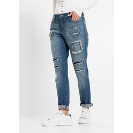 bonprix Boyfriend Jeans Mid Waist, blau, mit Baumwolle