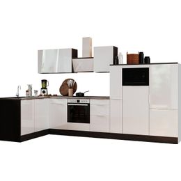 respekta Küche Elisabeth, vormontiert, inkl. E-Geräte, Breite 370 cm, grau|weiß