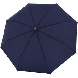 Doppler® Taschenregenschirm nature Magic, deep blue, aus recyceltem Material mit Griff aus FSC®- schützt Wald - weltweit, blau