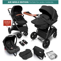 Kombi-Kinderwagen BABYGO "Halime AIR 3in1, Anthracite Black" schwarz (anthracite black) Baby Kinderwagen Kombikinderwagen