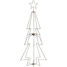 LED Baum Konstsmide "LED Metallweihnachtsbaum mit Top-Stern, 140 bernsteinfarbene Dioden" Lampen Gr. Höhe: 212 cm, grau (messingfarben) Dekofiguren