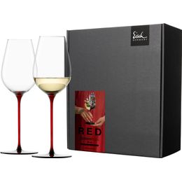 Champagnerglas Eisch "RED SENSISPLUS" Trinkgefäße Gr. Ø 7,9 cm x 24,2 cm, 400 ml, 2 tlg., rot (transparent, und schwarz) Kristallgläser