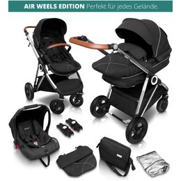 Kombi-Kinderwagen BABYGO "Halime AIR 3in1, Anthracite Silver" schwarz (anthracite silver) Baby Kinderwagen Kombikinderwagen