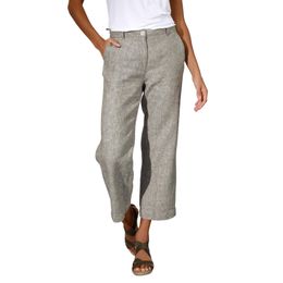 Leinenhose CREATION L PREMIUM Gr. 48, Normalgrößen, grün (khaki, weiß, meliert) Damen Hosen Leinenhosen