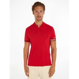 Poloshirt Tommy Hilfiger "FLAG CUFF SLIM POLO" Gr. XL, rot (primary red) Herren Shirts Kurzarm