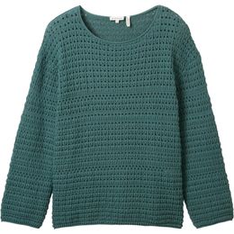 Tom Tailor plus Pullover, Bio-Baumwolle, U-Boot-Ausschnitt, für Damen, grün, 52