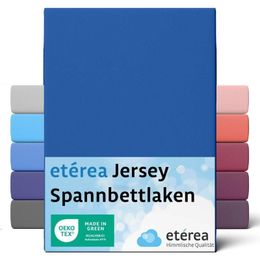 Comfort Jersey Spannbettlaken Blau 140x200 cm - 160x200 cm - Blau - Etérea