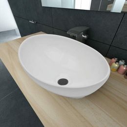 VidaXL Luxus Keramik Waschbecken Oval Weiß 40 x 33 cm