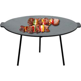 Dema - Grillplatte Gusseisen Guss ø 44 cm für Grill Kugelgrill Lagerfeuer mit Beinen