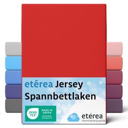 Comfort Jersey Spannbettlaken Rot 90x200 cm - 100x200 cm - Rot - Etérea