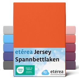 Etérea - Comfort Jersey Spannbettlaken Orange 180x200 cm - 200x200 cm - Orange