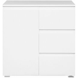 Die Möbelfundgrube - Kommode mit 1 Tür und 3 Schubladen weiß matt 80 cm - image