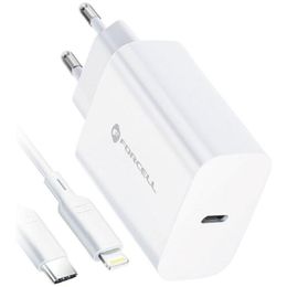 NETZ-Ladegerät mit usb Typ c und iPhone-Anschluss Ladekabel - 3A 20W Anschluss mit pd und Quick Charge 4.0 - Forcell