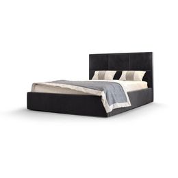 Polsterbett Frigole, a: 160 cm x 200 cm, Farbe: Monolith97 (Grau), Bett mit Stauraum, Doppelbett, Bett 160x200cm, Bett mit Matratze - dunkelgrau 2