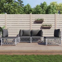 4-tlg. Garten-Lounge-Set Gartenmöbel-Set Terrassen-Sitzgruppe mit Kissen Weiß Stahl ZDEH76946 MAISONCHIC