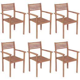 MAISONCHIC 6er Set Gartenstühle Gartensessel Klappbare Stühle für Garten Terrasse Balkon Massivholz Teak DE54725