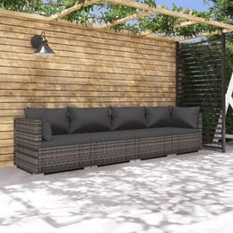 MAISONCHIC - 4-tlg. Garten-Lounge-Set Gartenmöbel-Set Terrassen-Sitzgruppe mit Kissen Poly Rattan Grau ZDEH71815