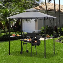 sekey Grillpavillon Gartenzelt Grill Pavillon Balkonpavillon Doppeldach 245x150x250cm, Grau