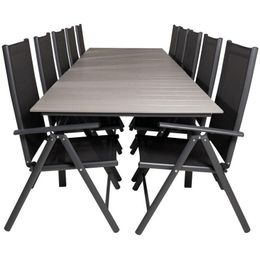 ebuy24 Levels Gartenset Tisch 100x229/310cm und 10 Stühle Break schwarz, grau.