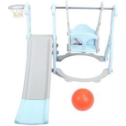 Kletterschaukelset für Kleinkinder,mit Basketballkorb, Outdoor-Indoor-Kinderspielrutschenset,Blau - Blau - Eosnow