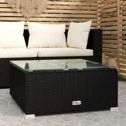 Garten-Couchtisch,Sofatisch, Beistelltisch, Wohnzimmertisch Schwarz 60x60x30 cm Poly Rattan und Glas MKW58992 MAISONCHIC