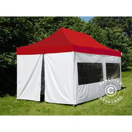 Dancover Faltzelt Faltpavillon Wasserdicht FleXtents® pro, Sanitäts- & Notfallzelt, 3x6m, rot/weiß, inkl. 6 Seitenwände - Weiß / Rot