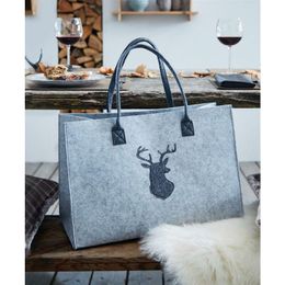 Handtasche aus Filz, grau, stehend, 45x20x30 cm, Damentasche, Shopper