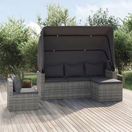 MAISONCHIC 4-tlg. Garten-Sofagarnitur mit Kissen Sofa Loungesofa Couch Modern Grau Poly Rattan DE27127