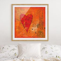 MICASIA - Bild mit Rahmen - Love Letter Größe HxB: 20cm x 20cm, Rahmen: Eiche