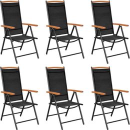 MAISONCHIC 6er Set Gartenstühle Gartensessel Klappbar Stühle für Garten Terrasse Balkon Textilene Schwarz DE74342