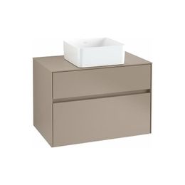 Villeroy & Boch Collaro Waschbeckenunterschrank 800x548x500 mm, 2 Auszüge , für Waschbecken mittig, C03700, Farbe: Front Korpus: Nordic Oak, Griff: Soft Grey