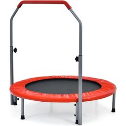 Costway - 101cm Mini Trampolin, Fitness Trampolin faltbar, Kindertrampolin mit höhenverstellbarm Haltegriff, Gartentrampolin bis 150kg belastbar für