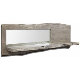 Massivmöbel24 Wandregal Akazie 121x22x38 grau lackiert PURE acacia 905 - grau