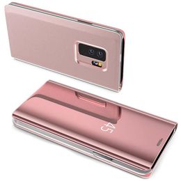 MARKENLOS Cofi1453® Smart View Spiegel Mirror Smart Cover Schale Etui kompatibel mit Huawei P30 Schutzhülle Tasche Case Schutz Clear Rosa