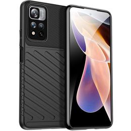 MARKENLOS - Hybrid Armor Etui SchutzHülle Thunder Case Bumper Cover Handyhülle Matt Hülle Robust Rutschfest kompatibel mit Xiaomi Redmi Note 11 Pro