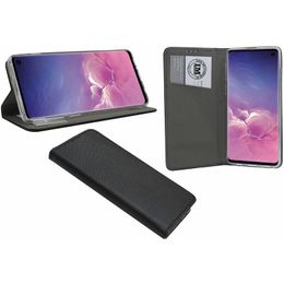 MARKENLOS Cofi1453® Buch Tasche Smart kompatibel mit Samsung Galaxy S10 G973F Handy Hülle Etui Brieftasche Schutzhülle mit Standfunktion, Kartenfach Schwarz