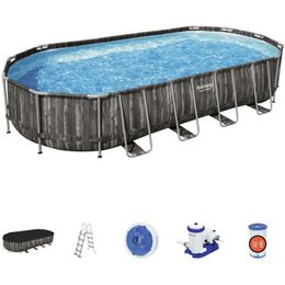 5611T Power Steel Frame Pool Set 732x366x122cm Pumpe Leiter Abdeckplane - Bestway