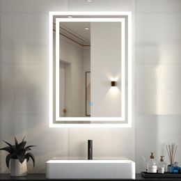 LED Spiegel Badspiegel mit Beleuchtung Wandspiegel mit Touchschalter IP44 70x50cm Antibeschlage Kaltweiß 6000k