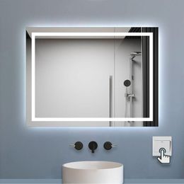 Duschparadies-de - led Badspiegel mit Beleuchtung Badezimmer Spiegel Kaltweiß mit Beschlagfrei Wandspiegel mit Wandschalter Horizontal und Vertikal