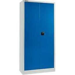 Schäfer Shop Schäfer Shop Pure Universalschrank, Stahl, abschließbar, T 400 x H 1935 x B 950 mm, 5 OH, lichtgrau/enzianblau