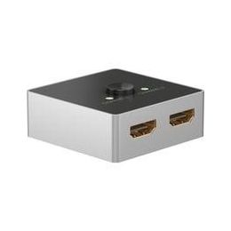 goobay Manuelle HDMI-Umschaltbox 2 auf 1 (4K @ 60Hz), HDMI Switch schwarz/silber