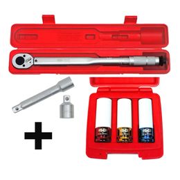 Famex 10886-3N Drehmomentschlüssel Set 1/2" mit Einsätzen - 30-210 Nm